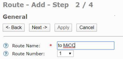 Configure Route to MiCC FreeSwitch