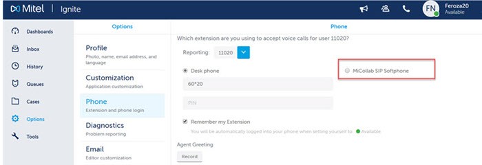 MiCollab Client and Ignite user interface (DESKTOP)