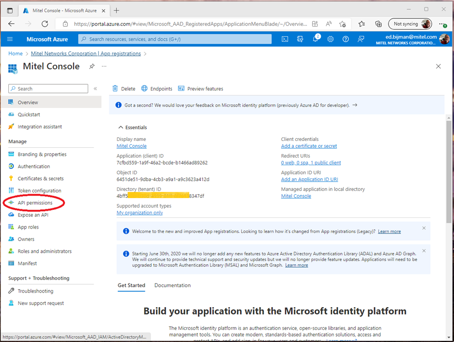Create the Azure Client Application in Azure