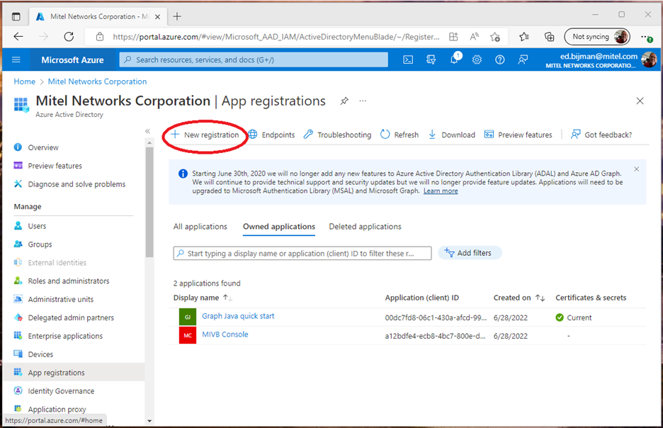 Create the Azure Client Application in Azure