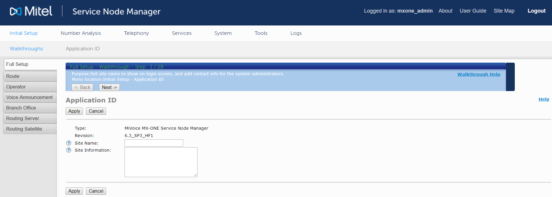 MX-ONE Service Node Manager