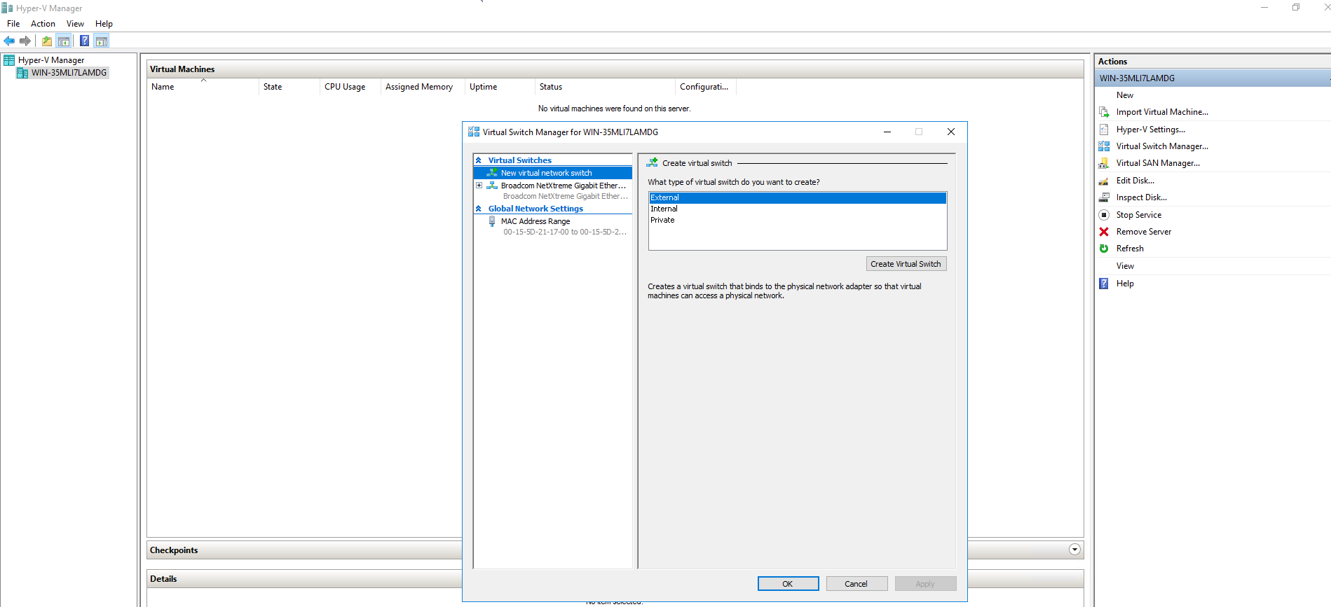 Installing MX-ONE on Hyper-V