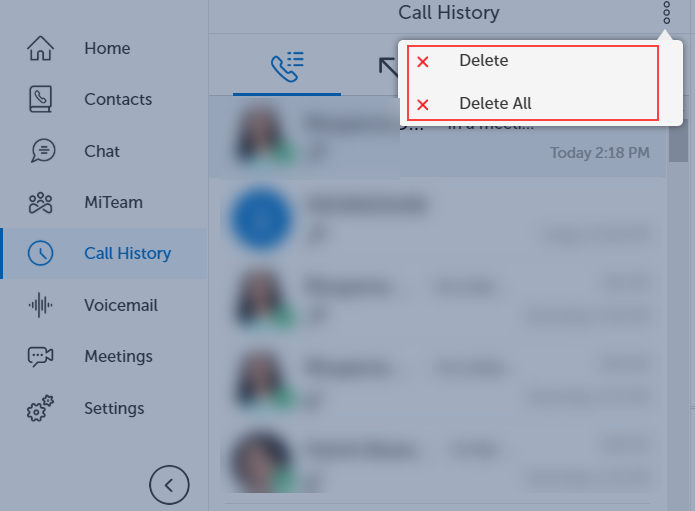 Deleting Call History