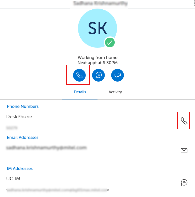 Making a MiCollab call from the Call History menu