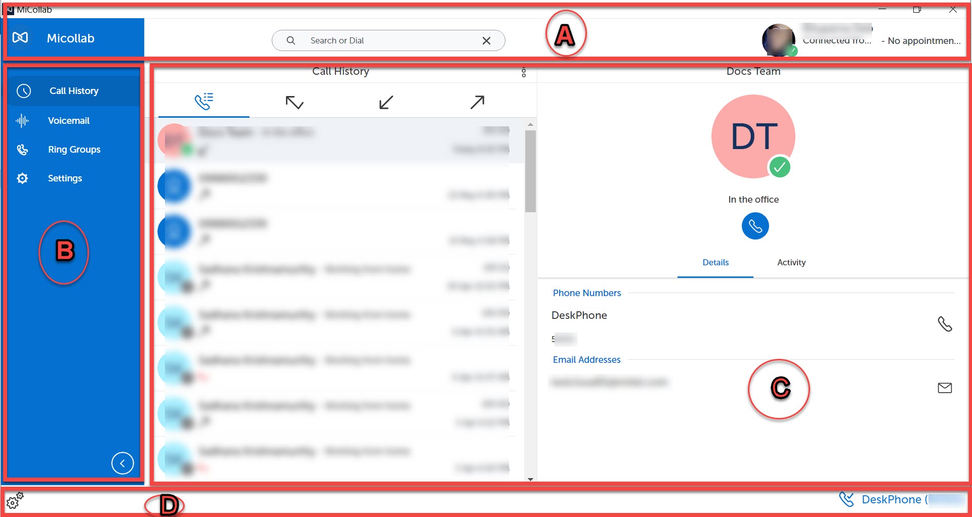 Features of the MiCollab PC Client Telephony- only mode
