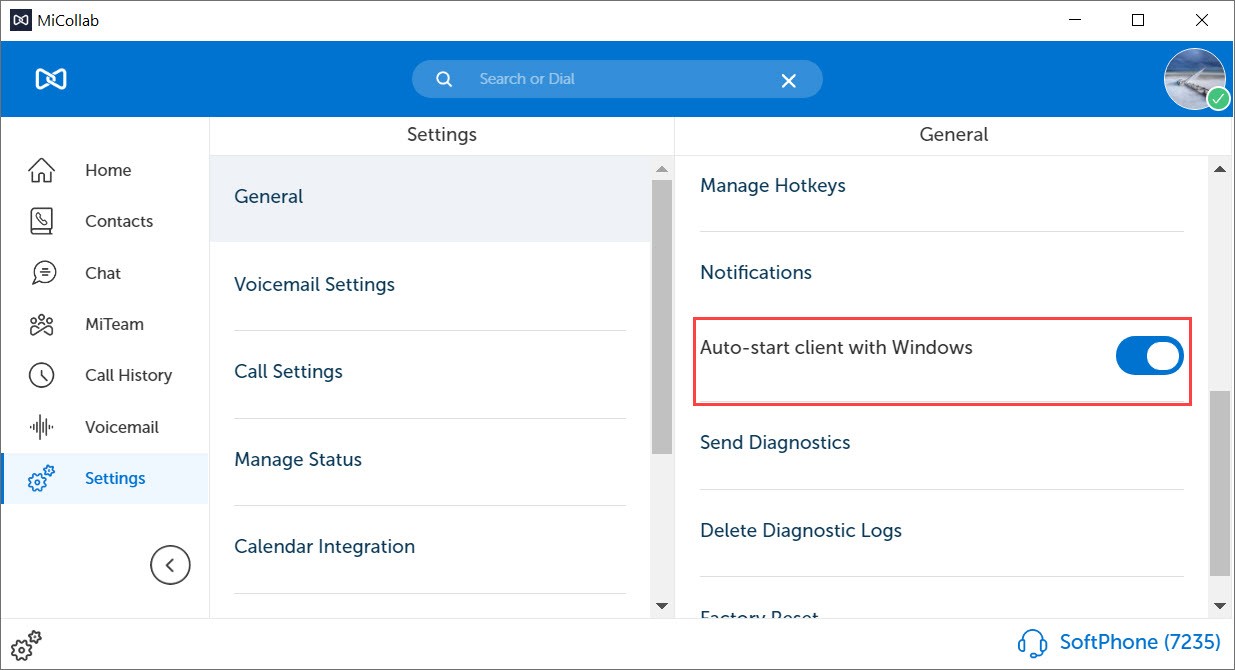 Démarrage de MiCollab for PC Client
