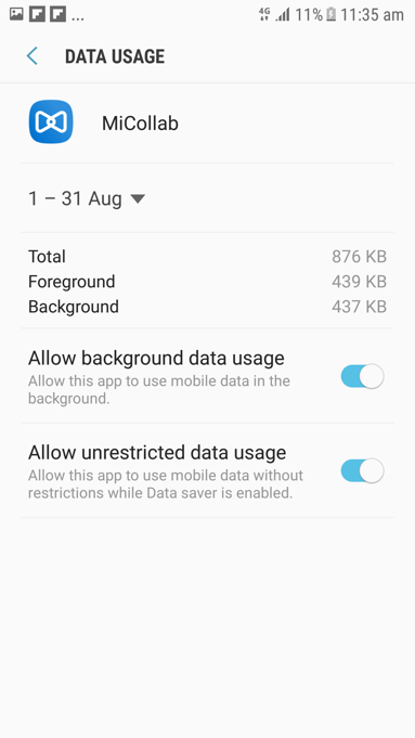 Enable background app activity and data restrictions