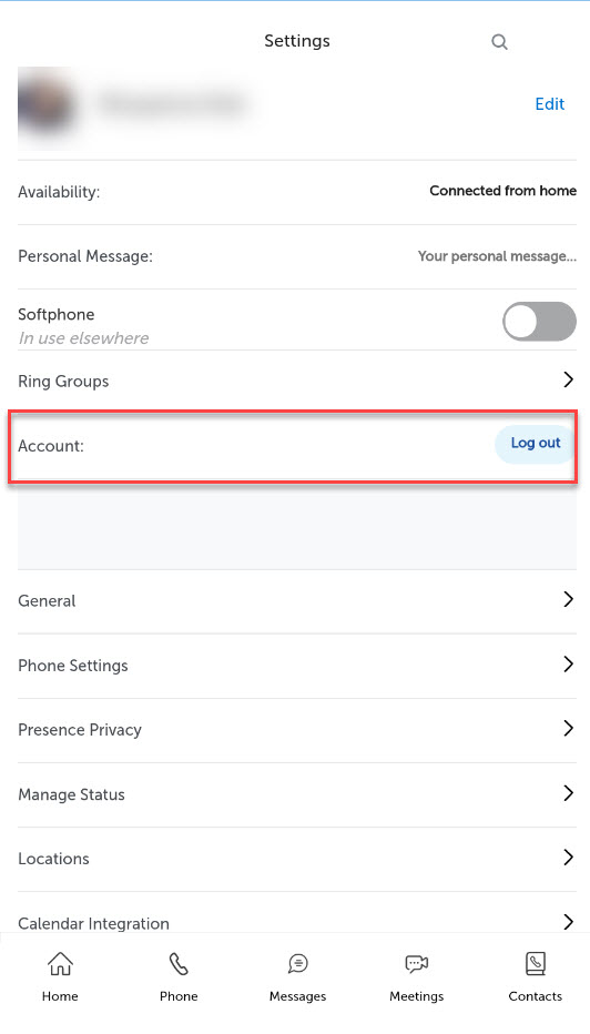 Log out from MiCollab for Mobile Client (only in Android clients)