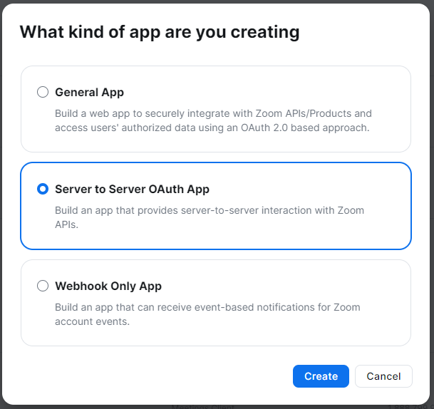 Create a New Application in Zoom