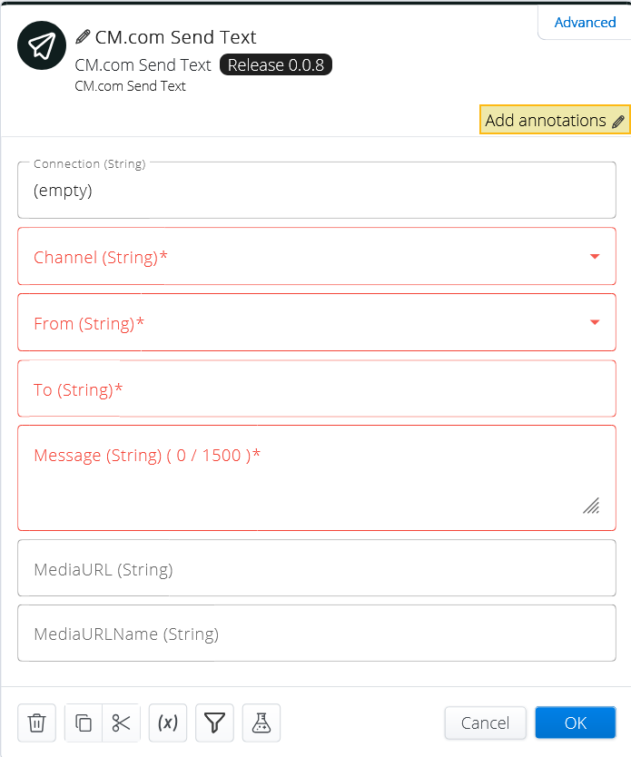 Add a CM.com Send Message activity