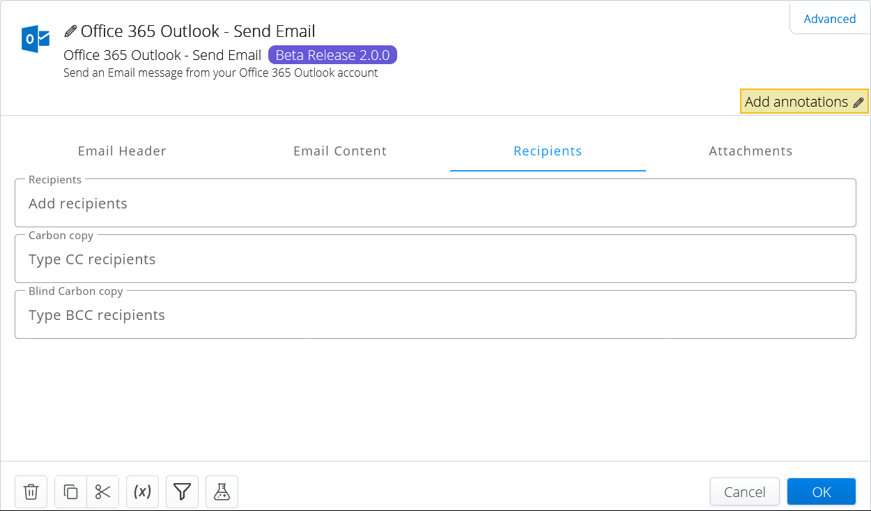 Add an Office 365 Outlook - Send Email activity