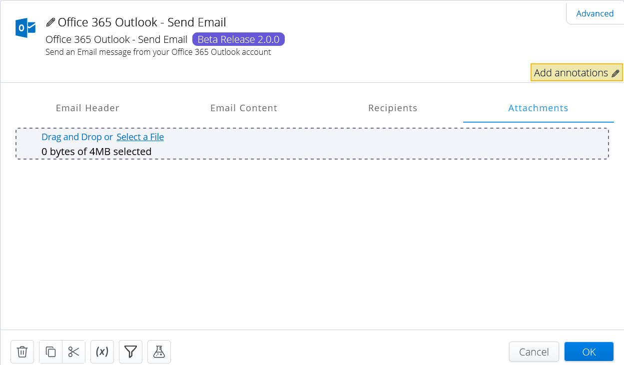 Add an Office 365 Outlook - Send Email activity